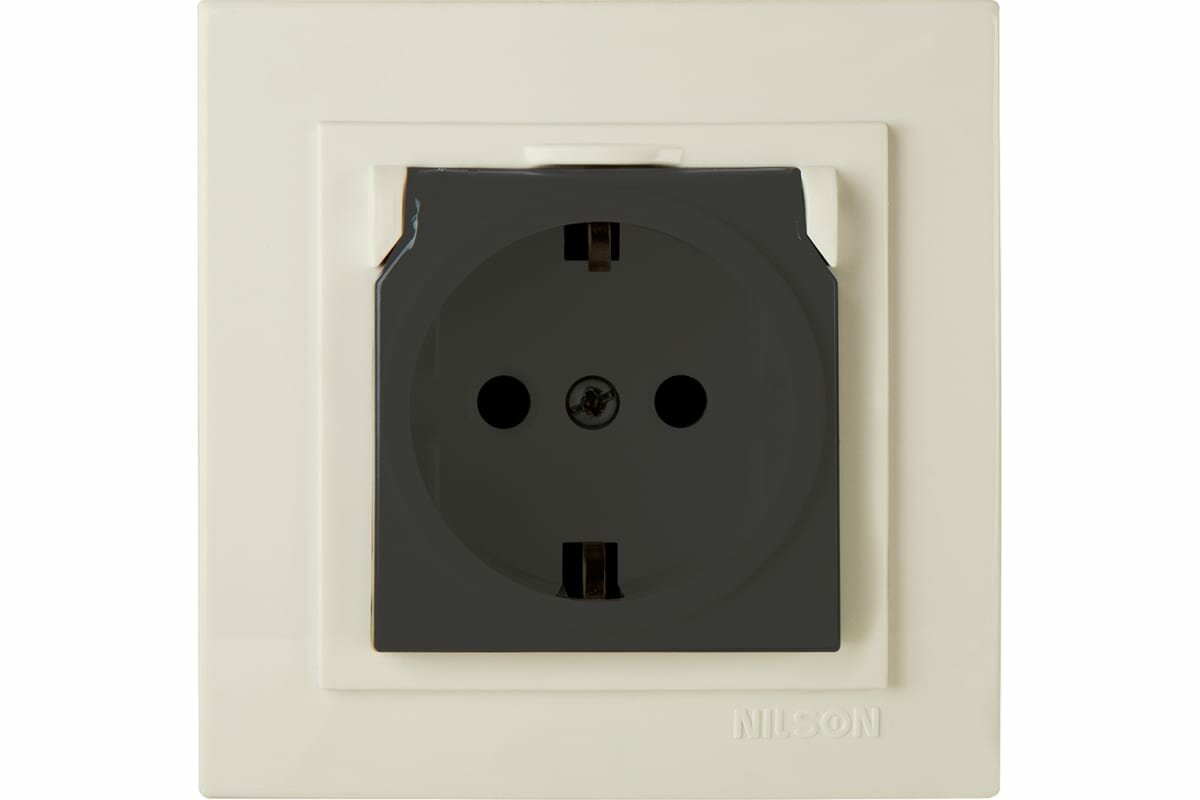 Розетка 1-я с/п с/з и крышкой Крем TOURAN EKO Naturel (Thema) NILSON (1/8/80) 24121018