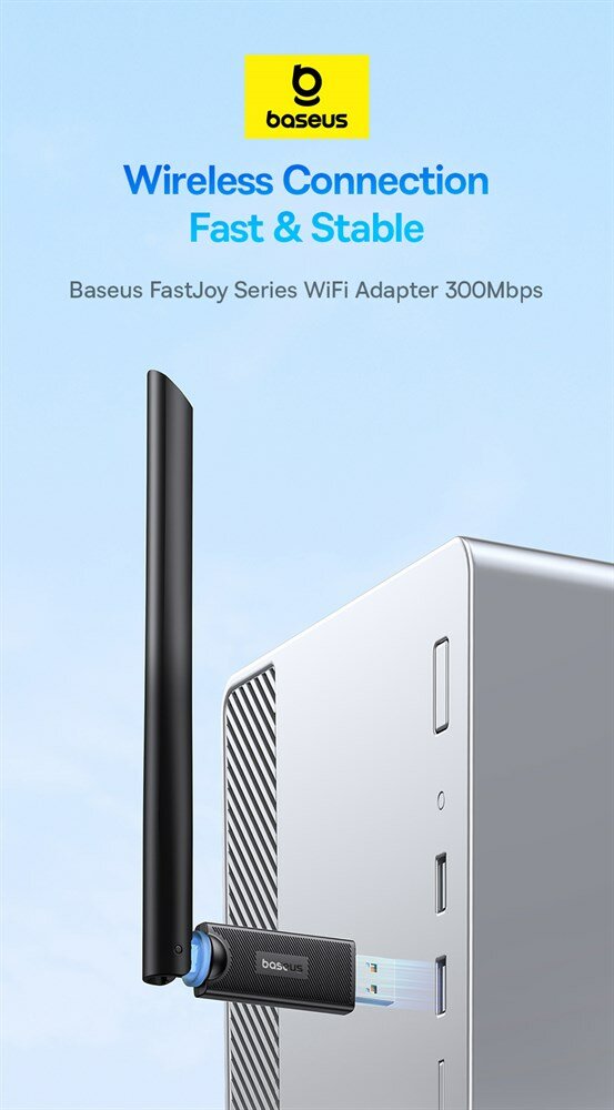 Baseus Wi-Fi адаптер Baseus FastJoy Series 300MBPS HIGH SPEED, BS-OH172 (B01317600111-01) черный