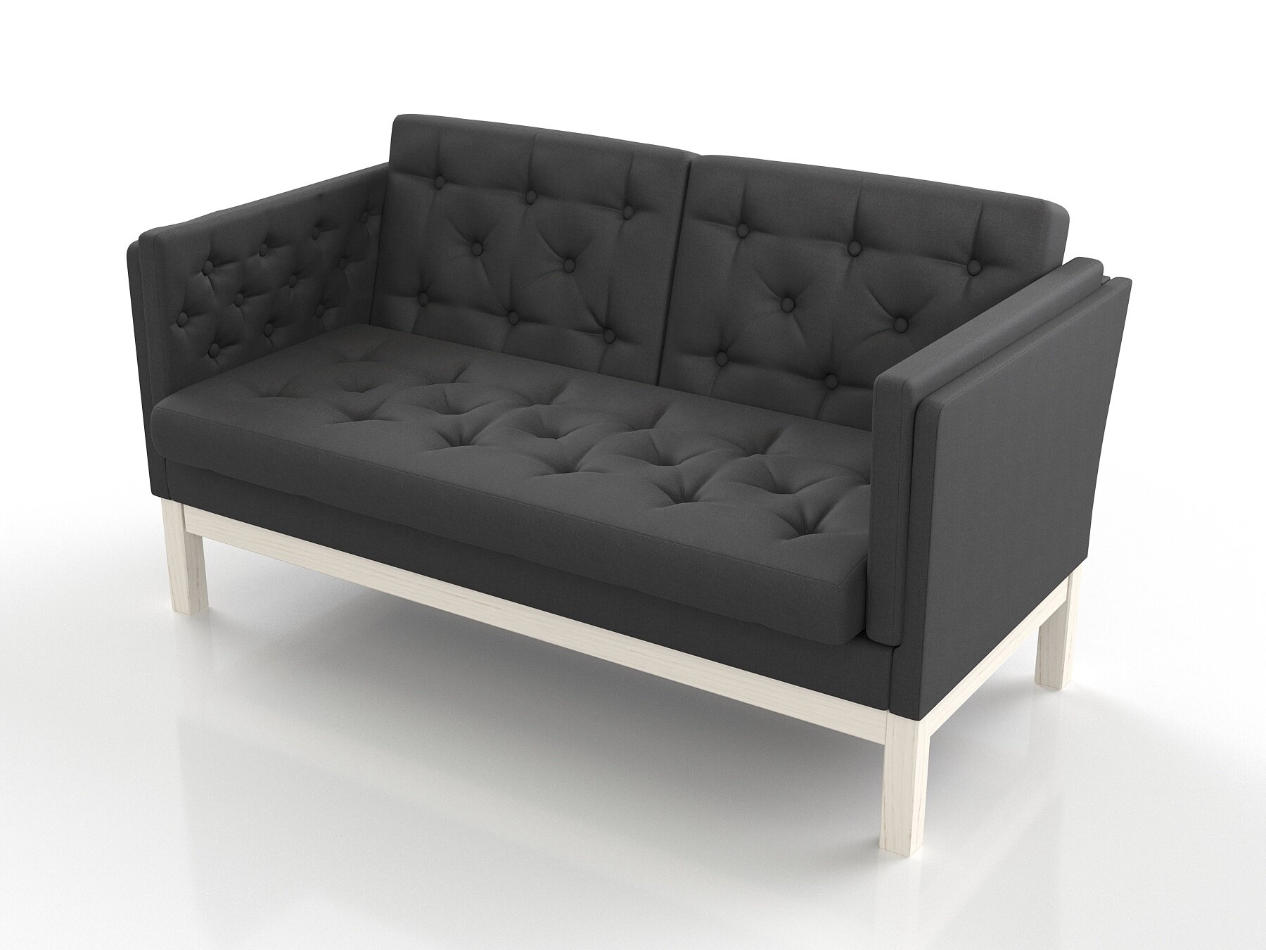 Мини диван Arsko Айверс-М черный, рогожка, двухместный, в гостиную, в прихожую, на балкон, скандинавский лофт, прямой