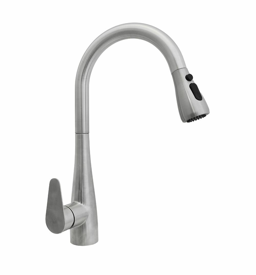 Смеситель кухонный SANTREK AQUA-830 "INOX" шар d-35 нерж. с выдвижным изливом