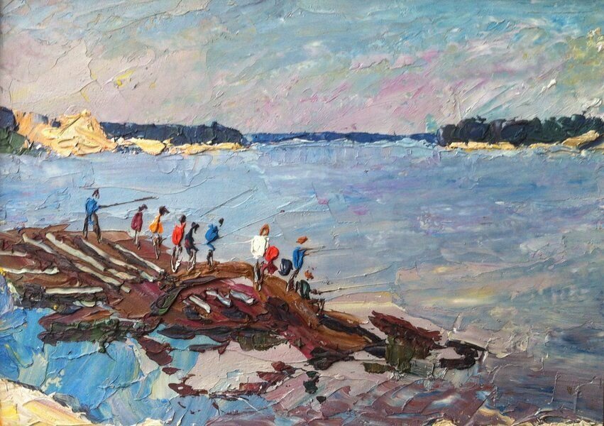 ART-Salon at Oktyabrskaya картина "Муром. На Оке", 12,5х17 см, картон, масло, авторская работа