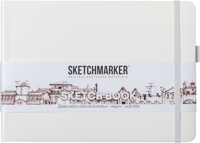 Sketchmarker 2314104SM Блокнот для зарисовок sketchmarker, 140 г/м2, а5, 80 л, твердая обложка, белый пейзаж