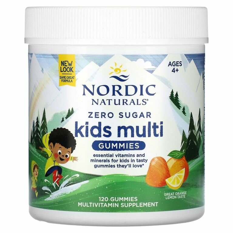 Nordic Naturals, мультивитамины для детей без сахара, вкус апельсина и лимона, Kids Multi,120 жевательных таблеток