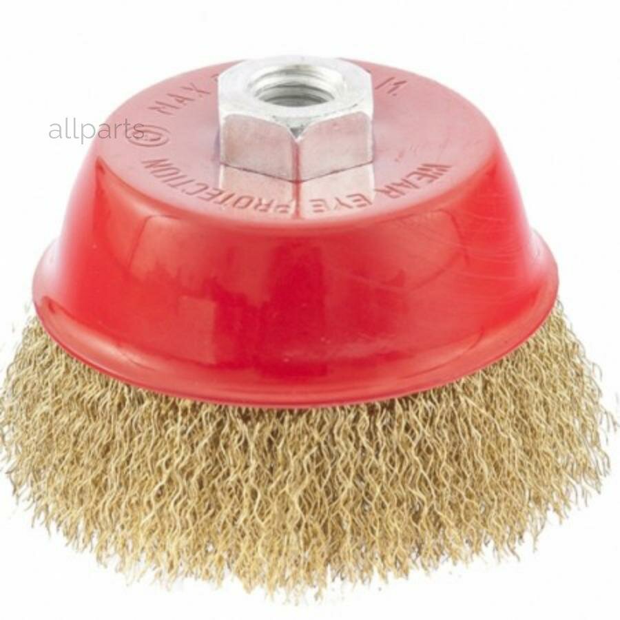 MATRIX 74605 Щетка для УШМ, 100 мм, М14, чашка, латунированная витая проволока MATRIX 74605