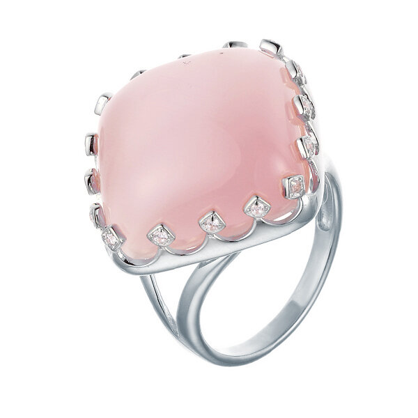 Кольцо, серебро, 925 проба, фианит, кошачий глаз