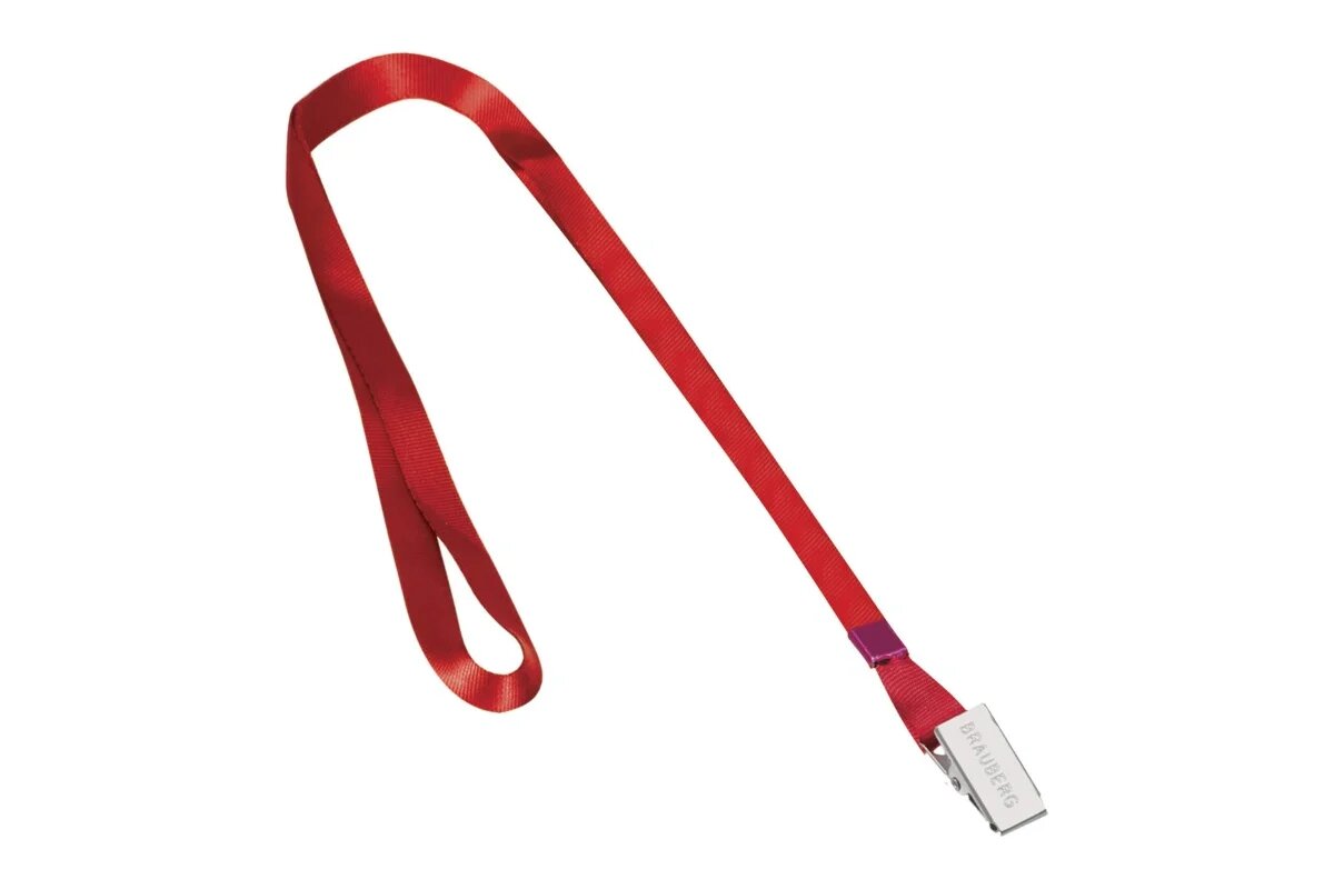 BRAUBERG Лента для бейджей, 45 см, металлический клип, красная, 235734
