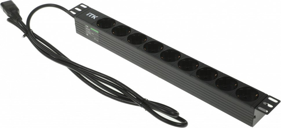 Блок распределения питания ITK алюминевый профиль PH22-9D2 гор. размещ. 9xSchuko базовые 16A C14 2м