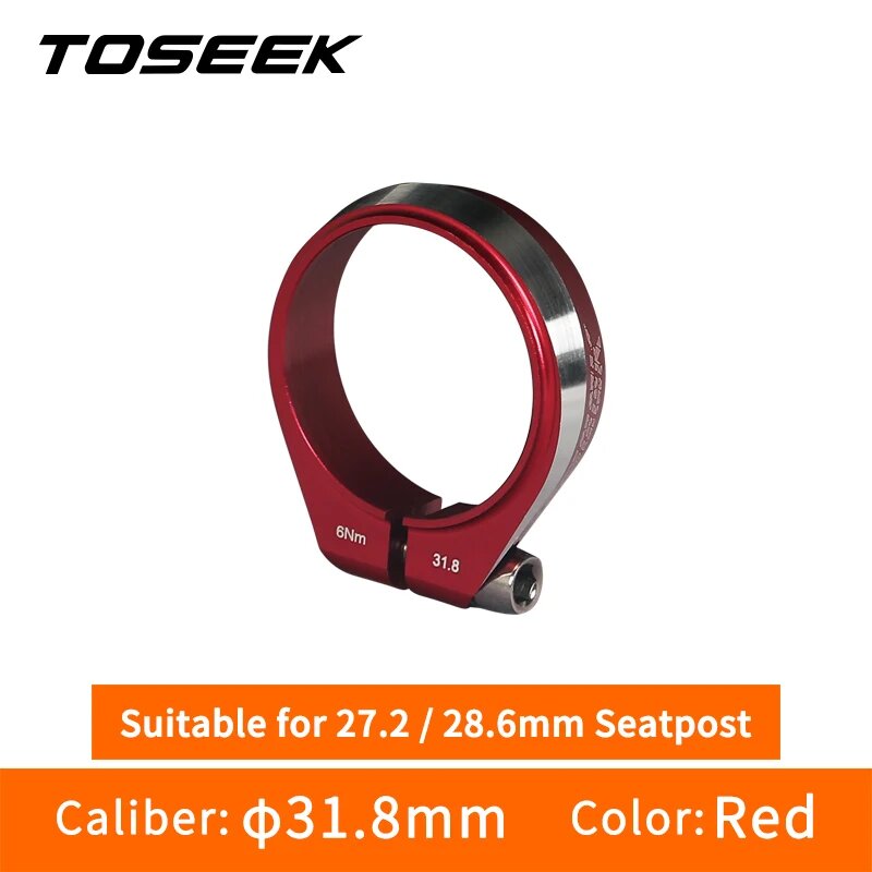 TOSEEK Зажим для подседельного штыря 31.8/34.9 мм Красный, Red-31.8
