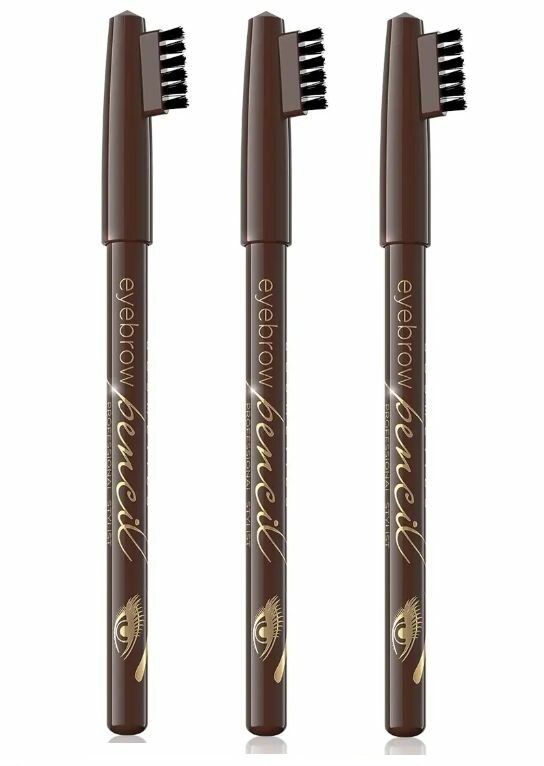 Eveline Cosmetics Карандаш для бровей Eyebrow Pencils, оттенок Medium Brown, 5г - 3 штуки
