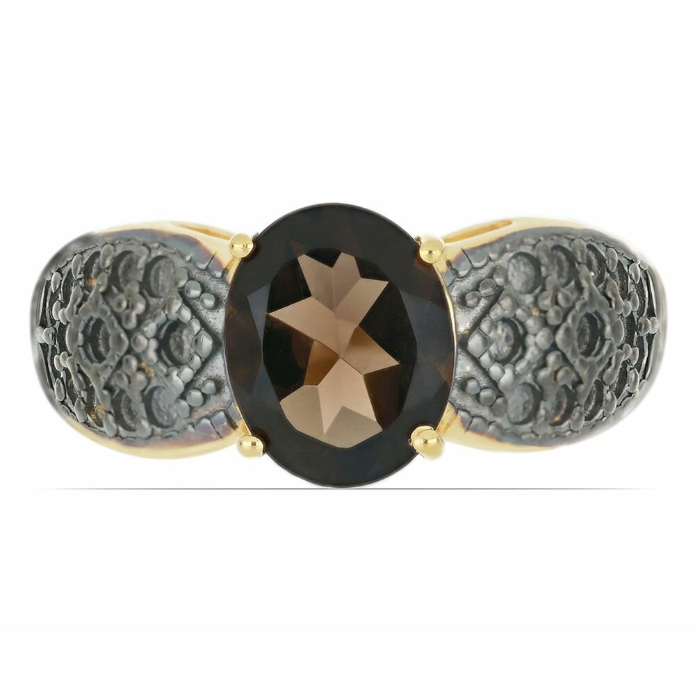 Кольцо, серебро, 925 проба, марказит, кварц