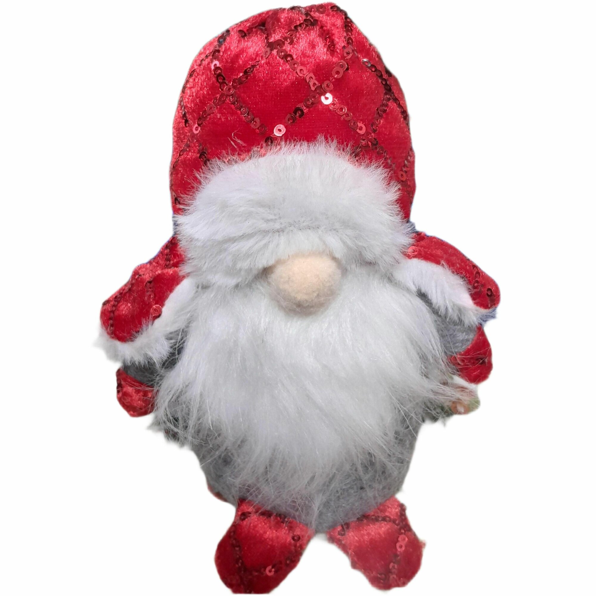 Игрушка "Гном новогодний", ткань, пайетки, высота 17 см, 1 штука, цвет красный