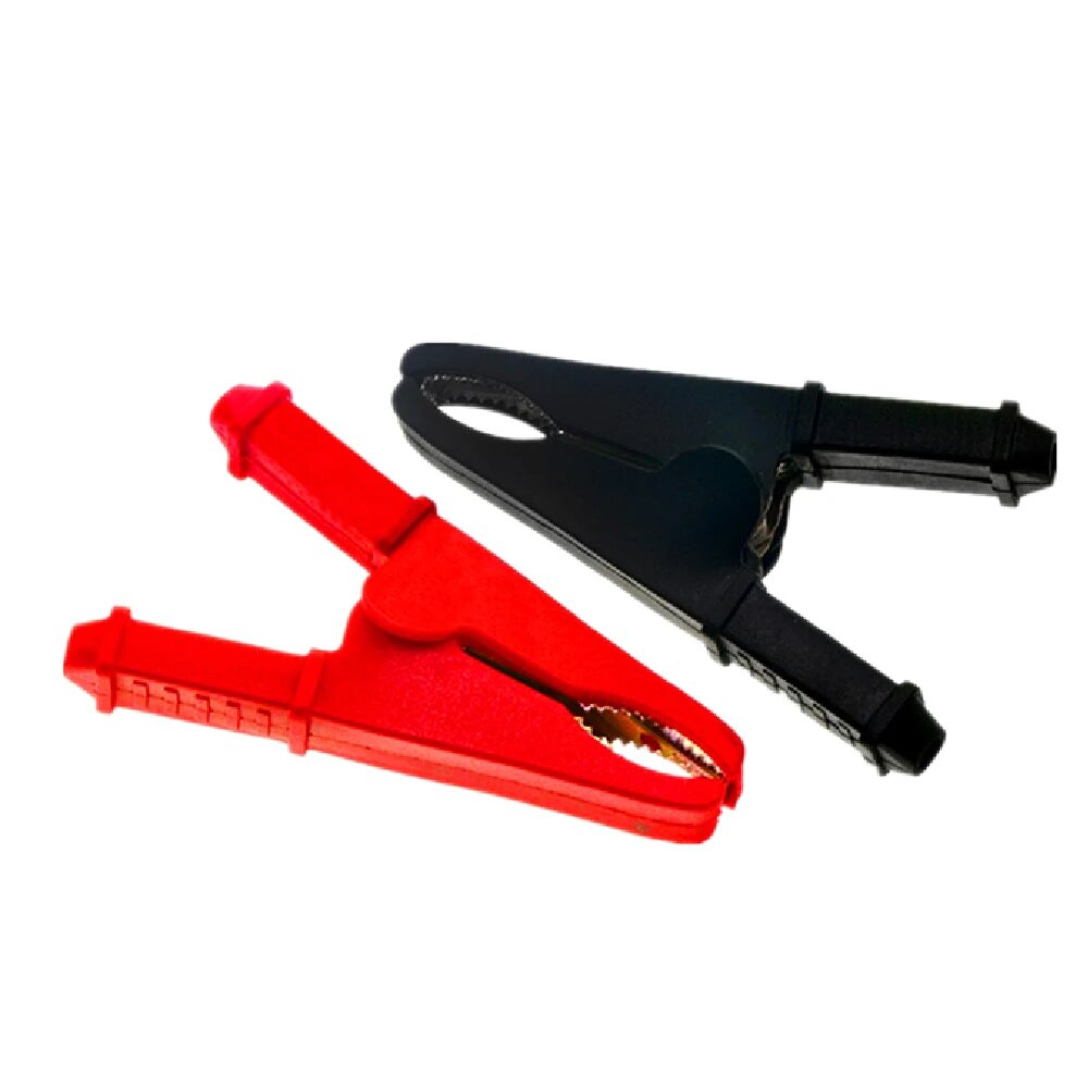 Крокодиловые зажимы для аккумулятора, красный+черный, 75 мм, 1pcs Black
