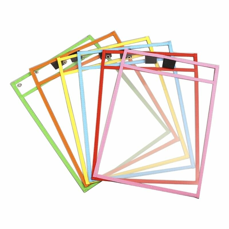 6 шт, карманы для сухого стирания, сверхпрочные защитные листы, быстро протираемые до безупречной чистоты, многоразовые листы, рукава