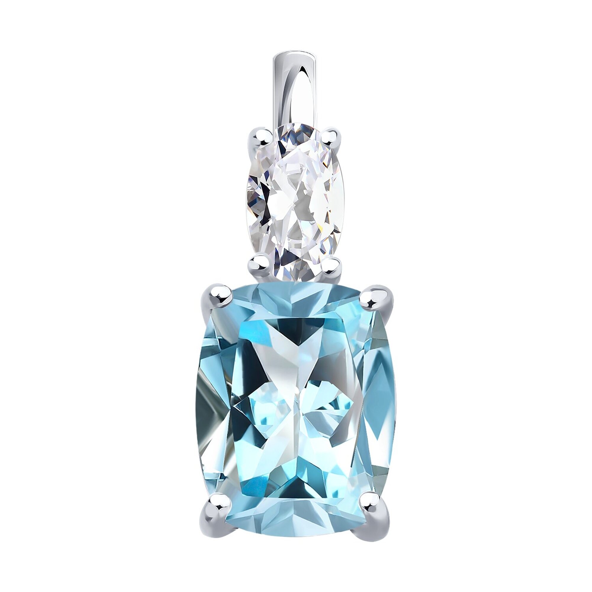 Подвеска, серебро, 925 проба, родирование, фианит, топаз
