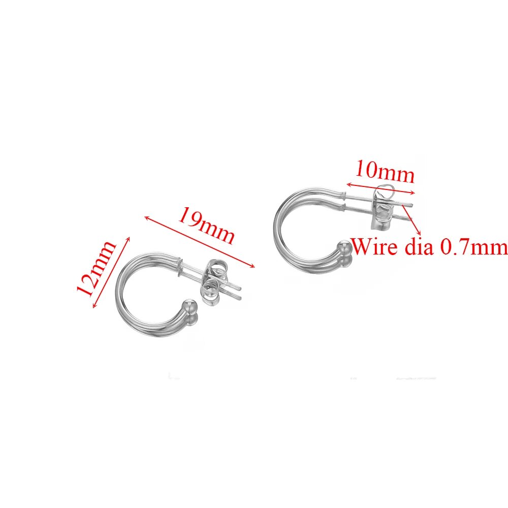 Крючки для сережек из нержавеющей стали Semitree, 10 шт. Steel color small