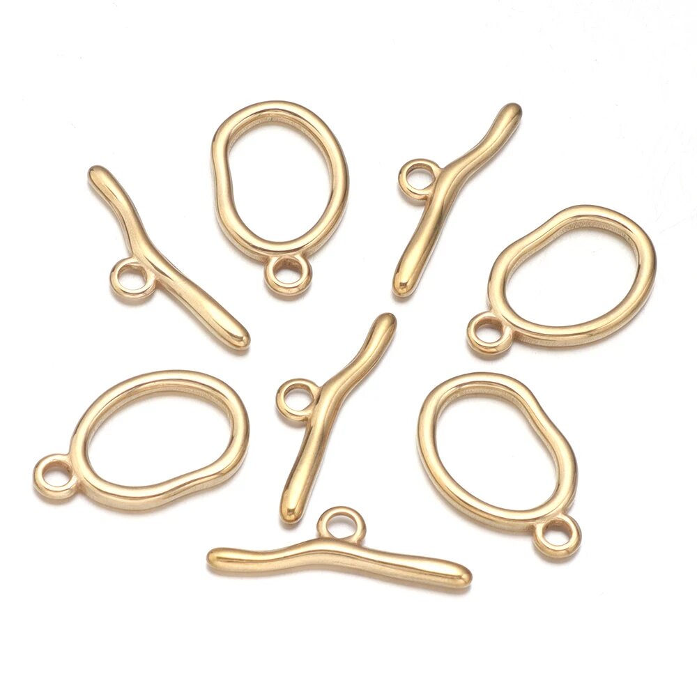 Волнистые застежки-тогглы из нержавеющей стали для браслетов и ожерелий Gold