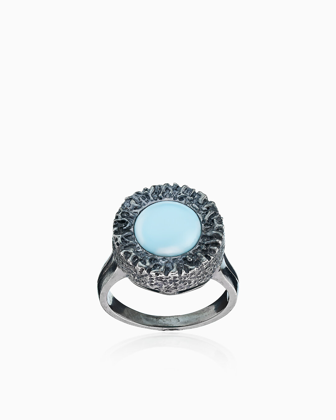 Кольцо, серебро, 925 проба, чернение, ларимар