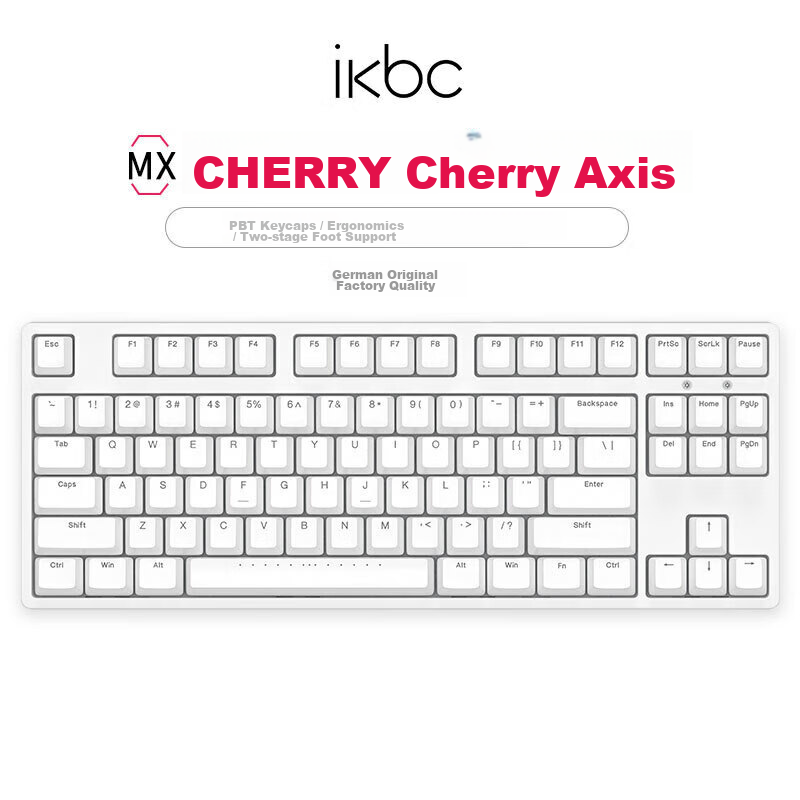 Ikbc C87 Keyboard, Mechanical Keyboard, Cherry Mechanical Keyboard, Computer Office Keyboard, White, Wired, Red Switch