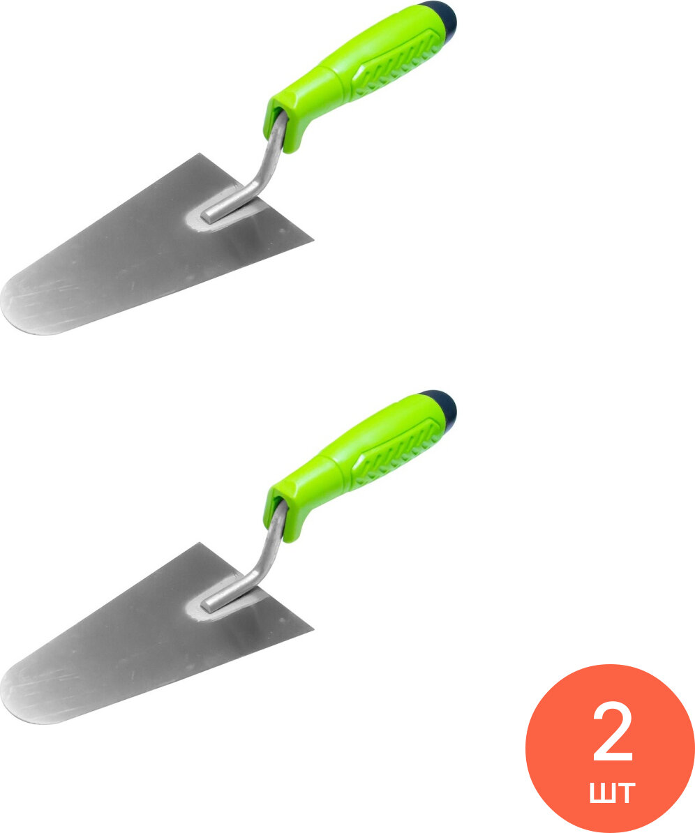 Кельма-шпатель Интек полукруглая для штукатура с пластиковой ручкой, стальная, 280х160мм / малярные и отделочные инструменты (комплект из 2 шт)
