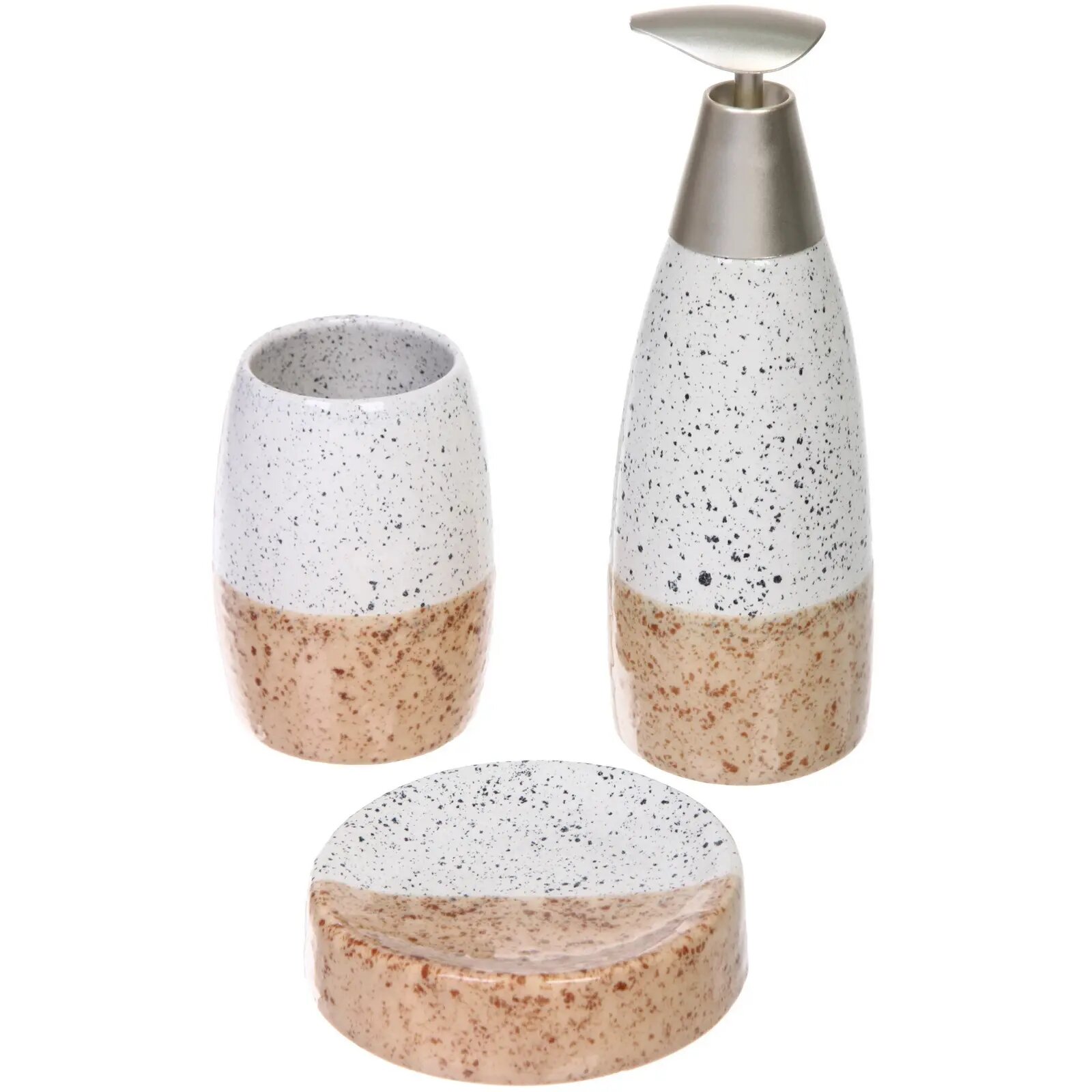 Набор для ванной «Луиза», 3 предмета, керамика, бежевый, стильный дизайн