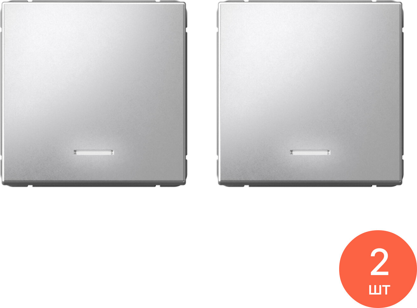 Выключатель Systeme Electric / Систем Электрик ArtGallery с подсветкой, скрытой установки, 10А 250В IP20 алюминий, 71х71х40.5мм одноклавишный, GAL000313 / переключатель (комплект из 2 шт)