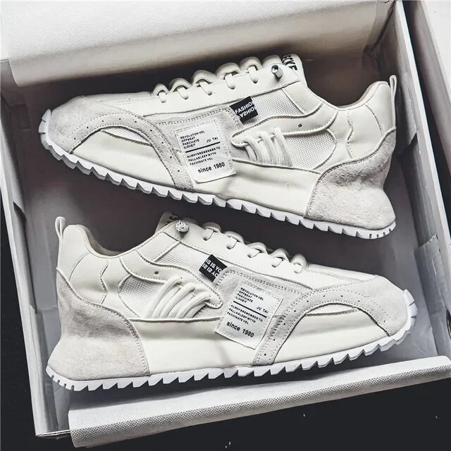 Мужские повседневные спортивные мокасины на все времена года, модный дизайн, персонализированные кожаные кроссовки со шнуровкой, удобные и дышащие