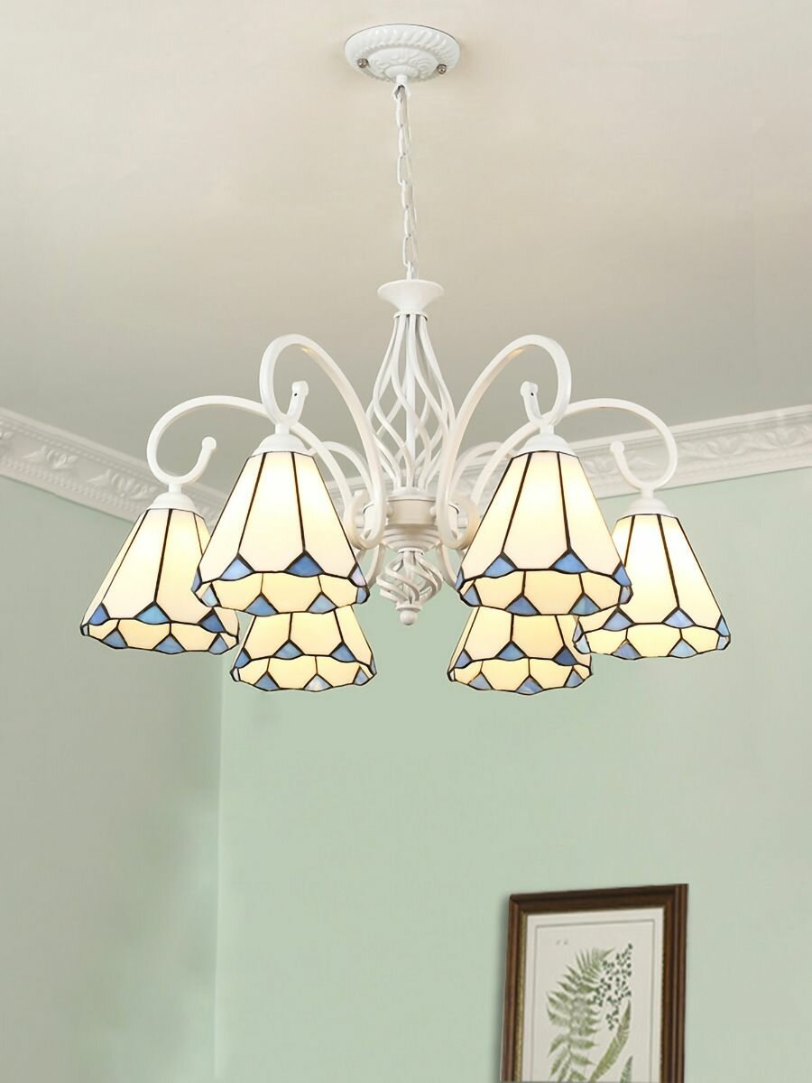 Люстра тиффани для потолка, холл, гостиная, спальня, белое, Люстра, E27, 40 Вт