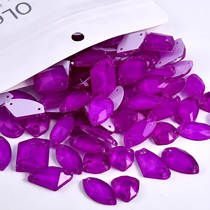 OLEEYA Стразы стеклянные смешанной формы темный аметист Mix Shape 100pcs