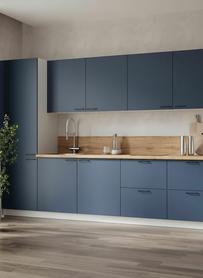 ARNIKA Кухонный гарнитур со столешницей "Дакия" 3,6м, цвет ежевика (синий), 0фасад пленка ПВХ