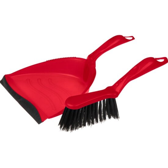 Perfecto Linea Щетка-сметка+ совок с резинкой (набор для уборки), Solid (Солид), красный, (43-322067)