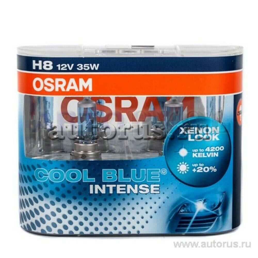 Лампа галоген 12v h8 35w pgj19-2 osram cool blue intense +100% nextgen 5000k 2шт 64212cbn-hcb