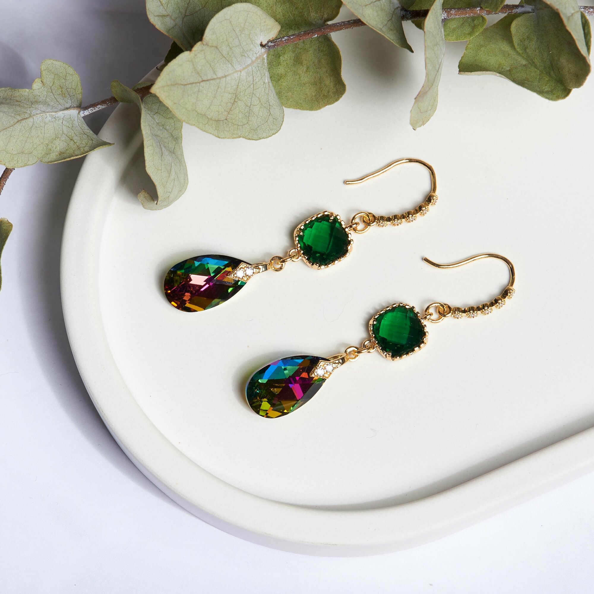 Серьги, стекло, кристалл, кристаллы Swarovski