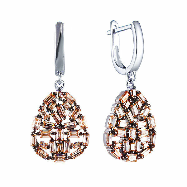 Серьги, серебро, 925 проба, фианит