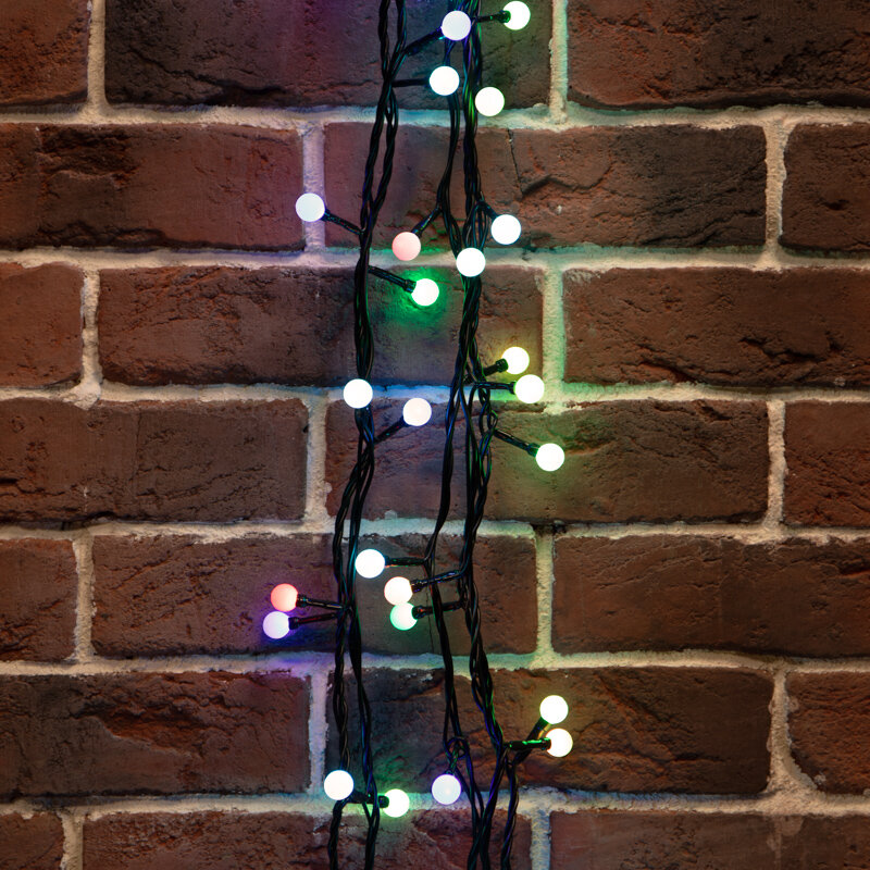 Лампы светодиодные Neon-Night Гирлянда светодиодная Мультишарики Ø13мм 20м 200 LED RGB черный ПВХ IP65 быстрая смена цвета 230В нужен блок 303-500 NEON-NIGHT