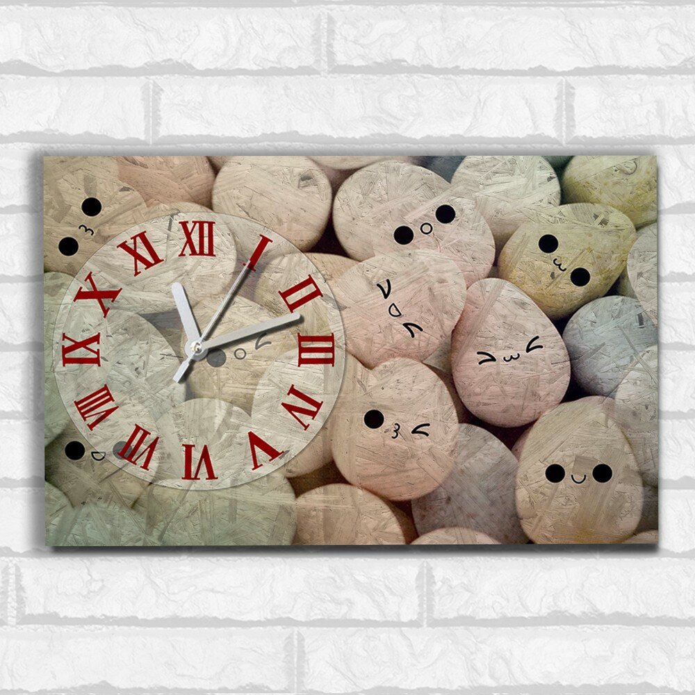 Настенные бесшумные часы ОСБ со смещенным циферблатом Эстетика ( Яички, милота, уют, сканди джапанди, декор, подарок, для мамы, подруги, сестры, жены ) - 2651