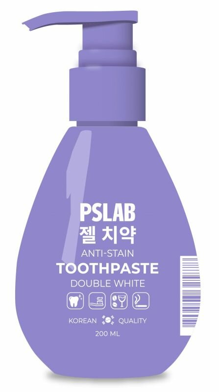 Зубная паста с дозатором PS.LAB отбеливающая Toothpaste Anti-Stain Double White, 200 мл