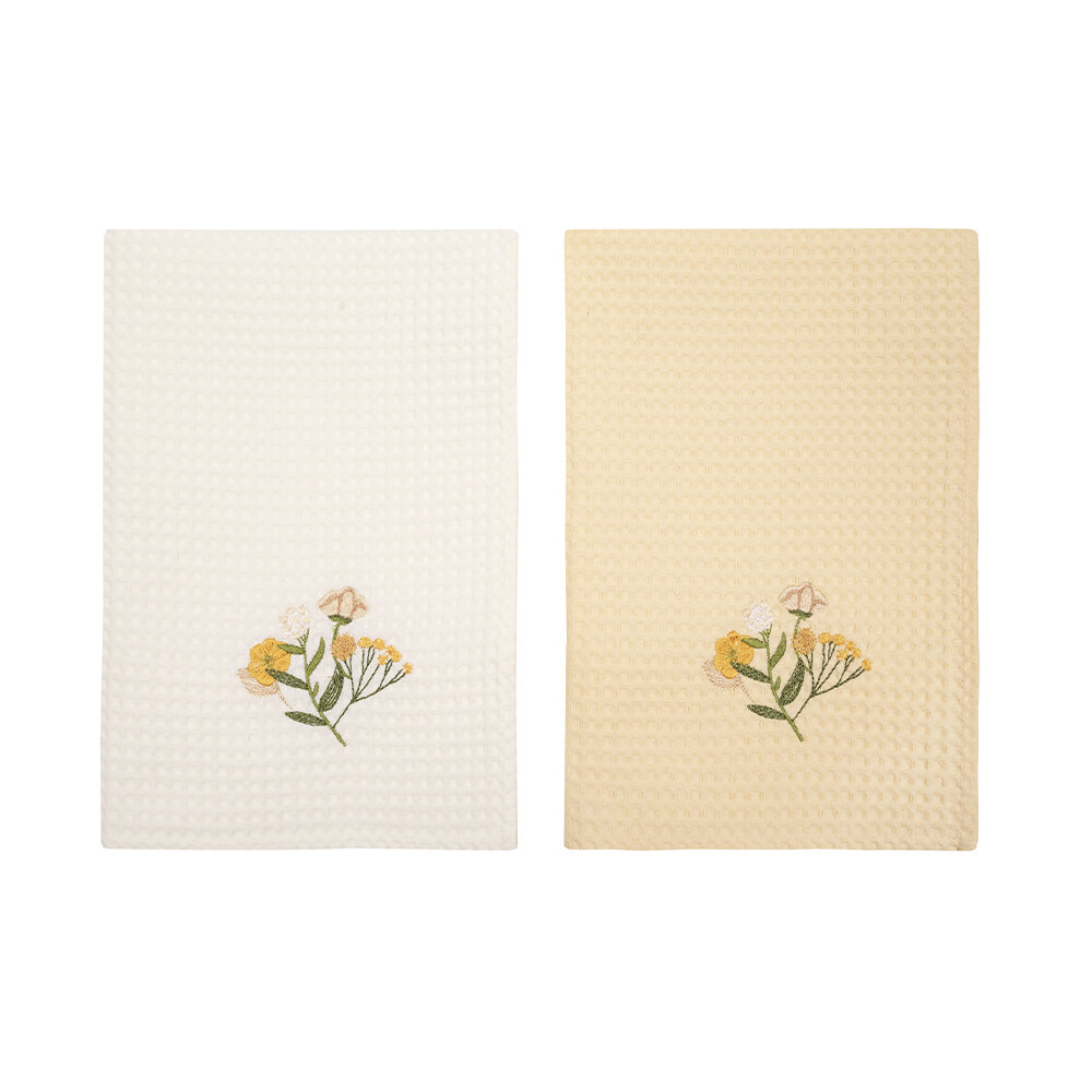 Полотенце кухонное BELLEHOME с вышивкой "Early spring", 50х70 см, 2 шт, 100% хлопок, вафельные