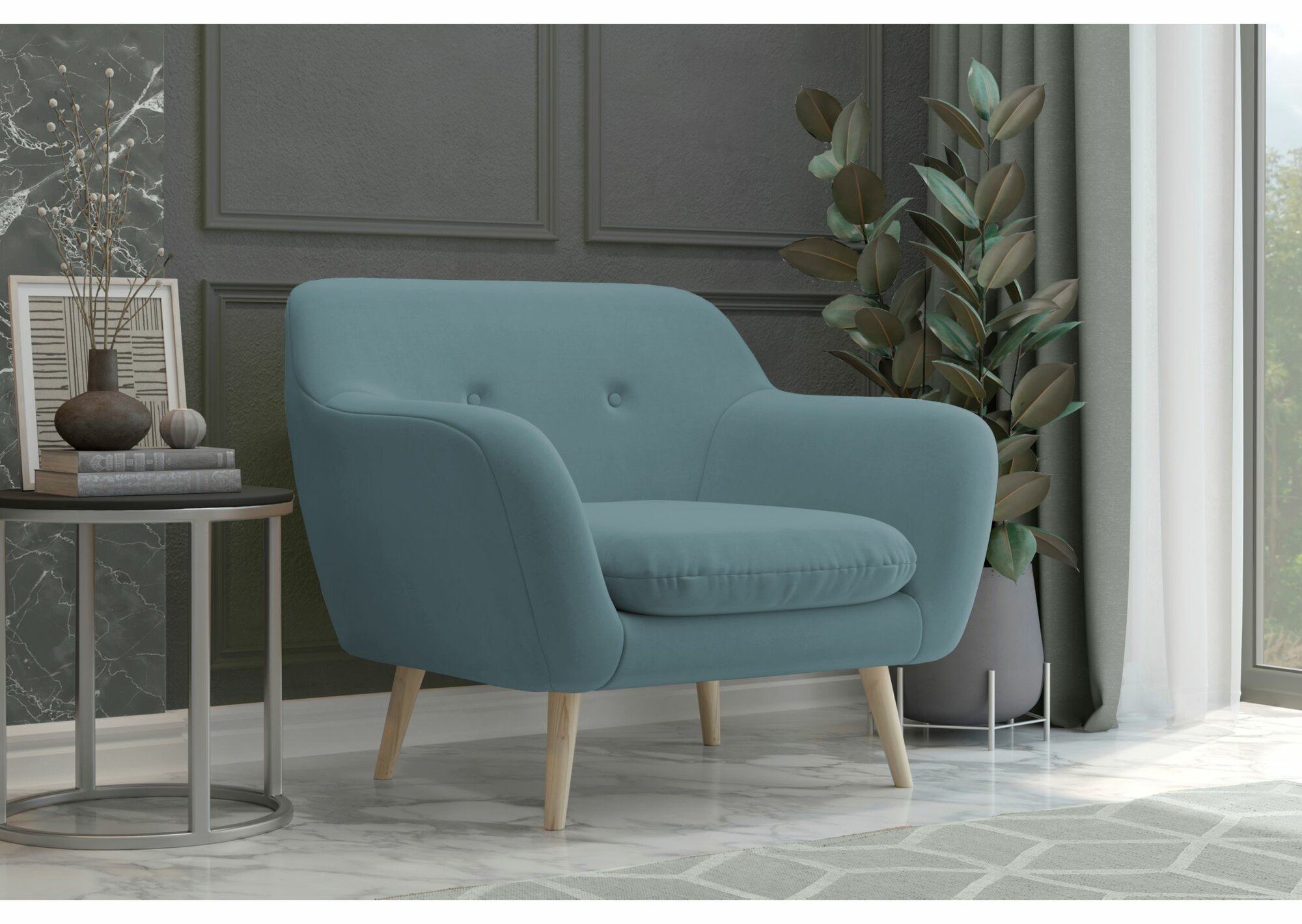 Кресло мягкое нераскладное Дайсон в цвете мятно-бирюзовый (MINT)