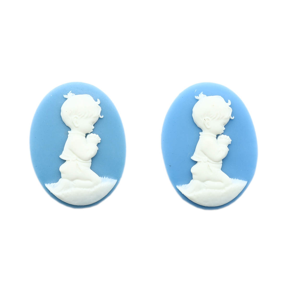 ARS0213 Камеи 'Мальчик', полимер, бело-голубой, 3*4*0,5 см, 2 шт, Vintage Line