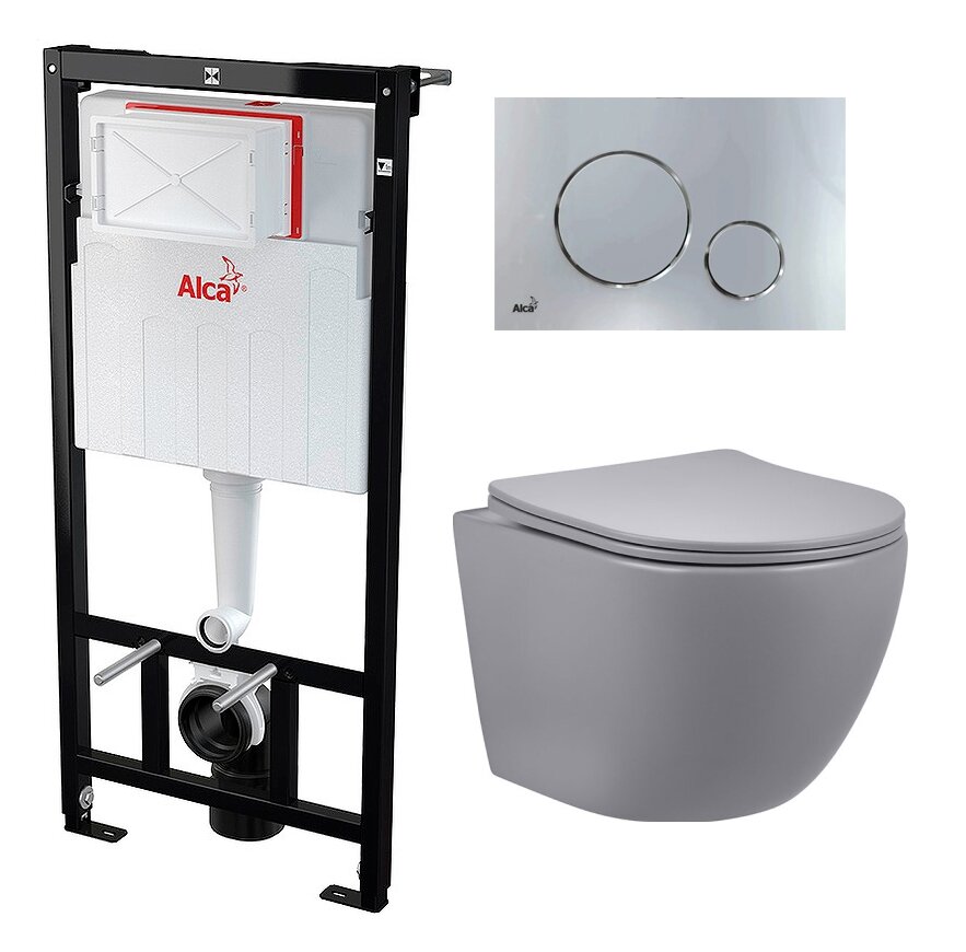 Комплект 3 в 1 инсталляция AlcaPlast + Унитаз подвесной Vincea Globo VT1-14SMG + кнопка хром