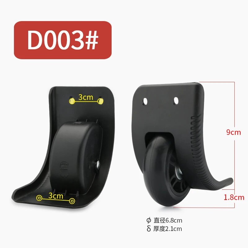 Сменные колеса для аксессуаров для багажа, ящик для паролей, дорожный багаж, ремонт чемодана, ролики, сменные ролики, колесо (2Pcs), D003-Black(2Pcs)