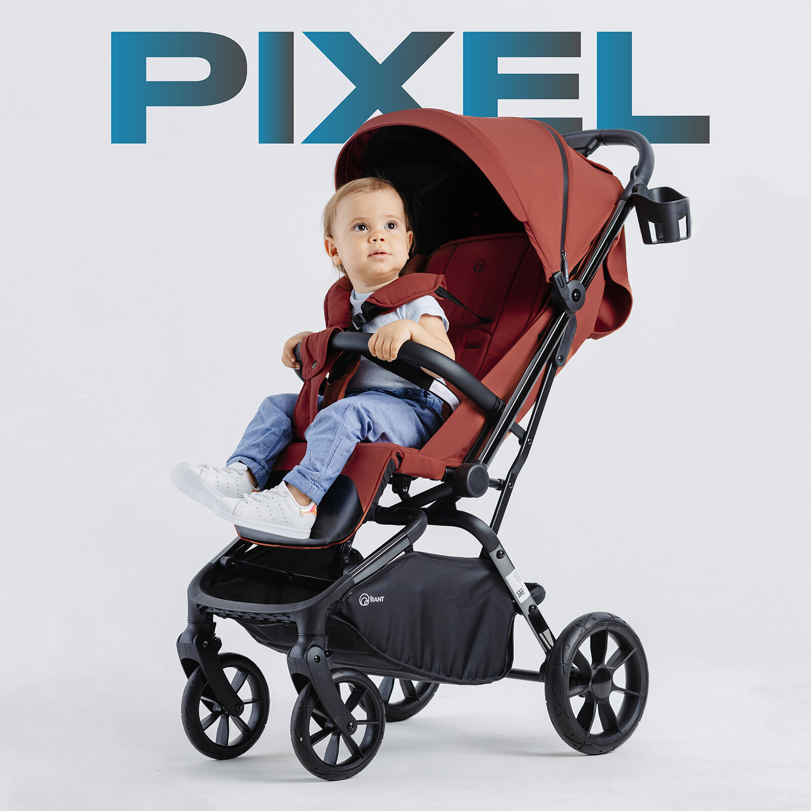 Коляска детская с автосложением RANT "PIXEL" RA401 Maroon Brown