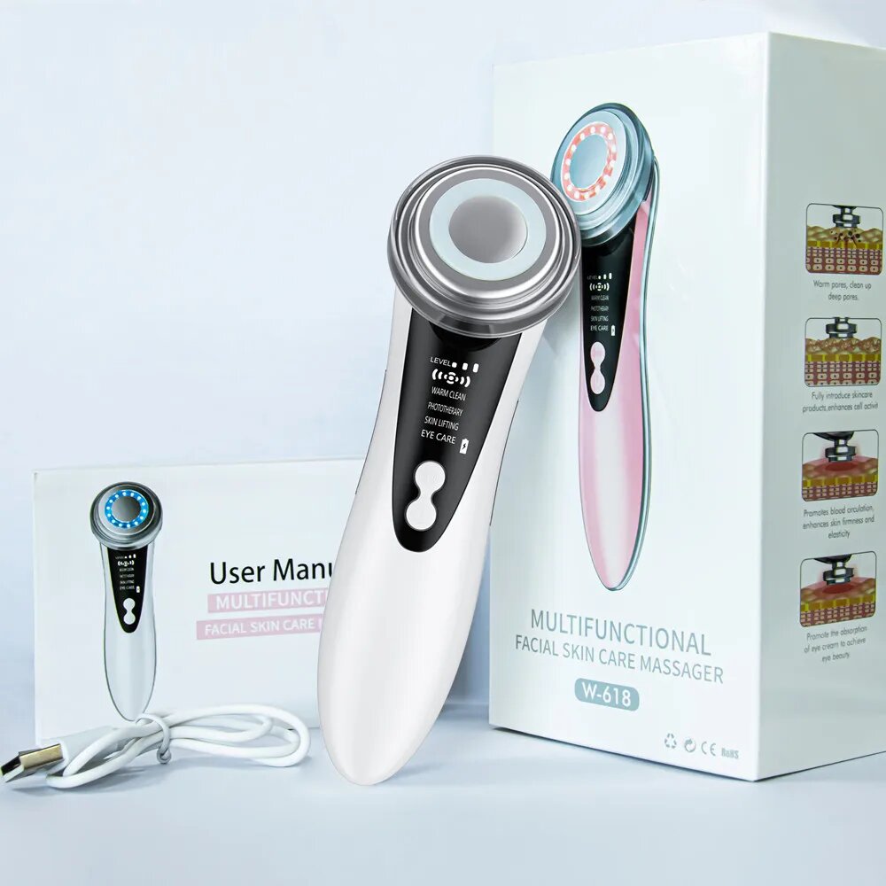 Микротоковый массажер для лица 5 в 1 White