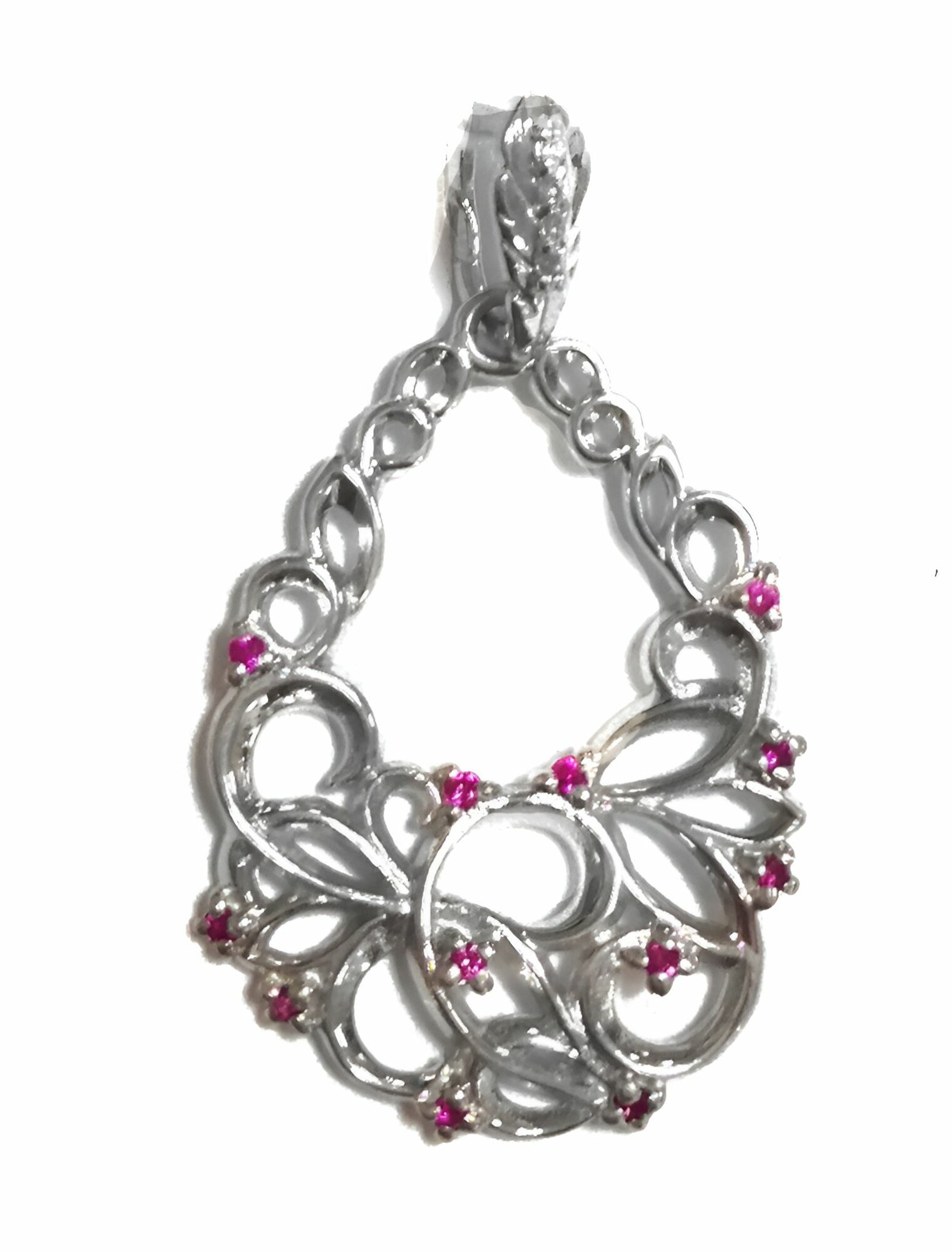 Подвеска, серебро, 925 проба, родирование, фианит