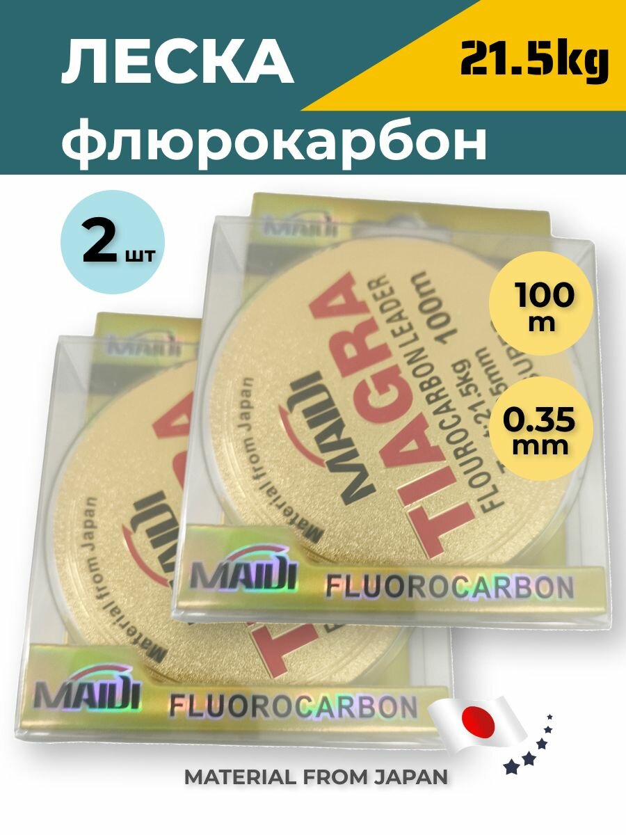 Леска рыболовная флюрокарбон 100 м, 2 шт