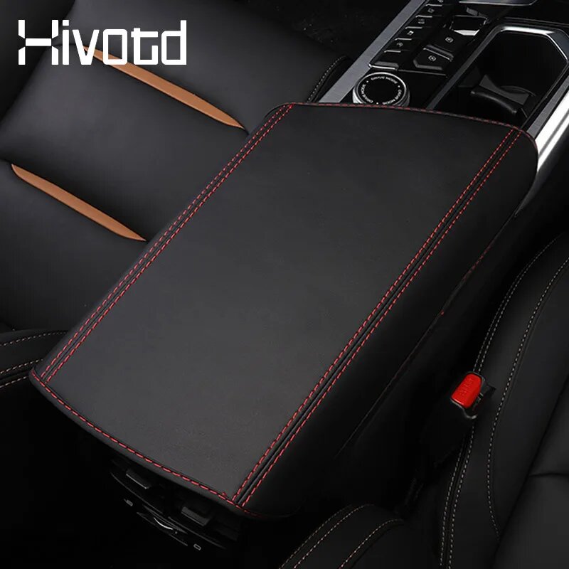 Кожаный автомобильный подлокотник, чехол для центральной консоли, органайзер, внутренняя защита для Geely New Tugella, Xingyue, FY11 Knewstar 001 2023 Red thread