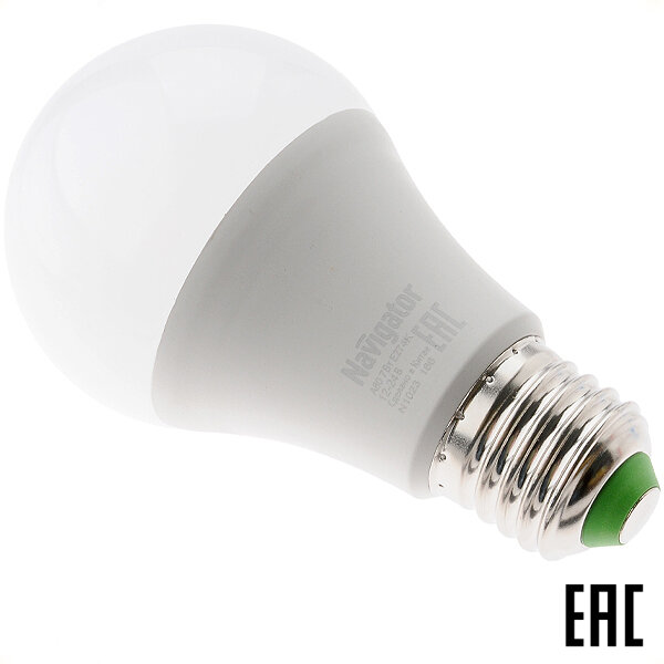 Лампа светодиодная «груша» Navigator холодный белый свет 7 Вт 61473 NLL-A60-7-12/24-4K-E27 4000К 12-24В AC/DC (2 шт. в комплекте)