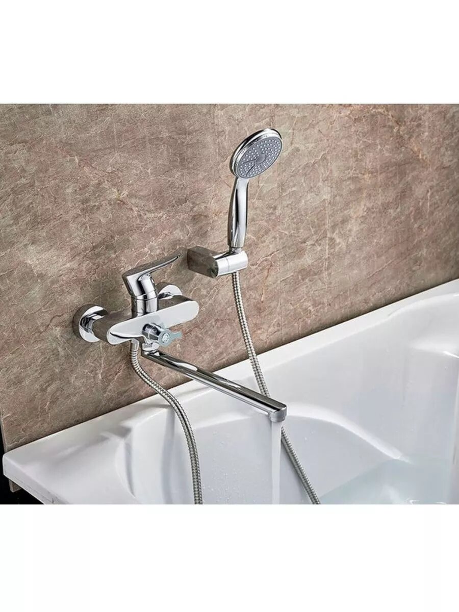 Смеситель для ванны Frud R22101, однорычажный, поворотный излив, хром