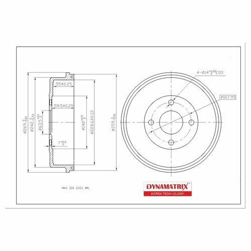 Барабан тормозной Dynamatrix-Korea DDR329191 для Ford Mondeo I, II