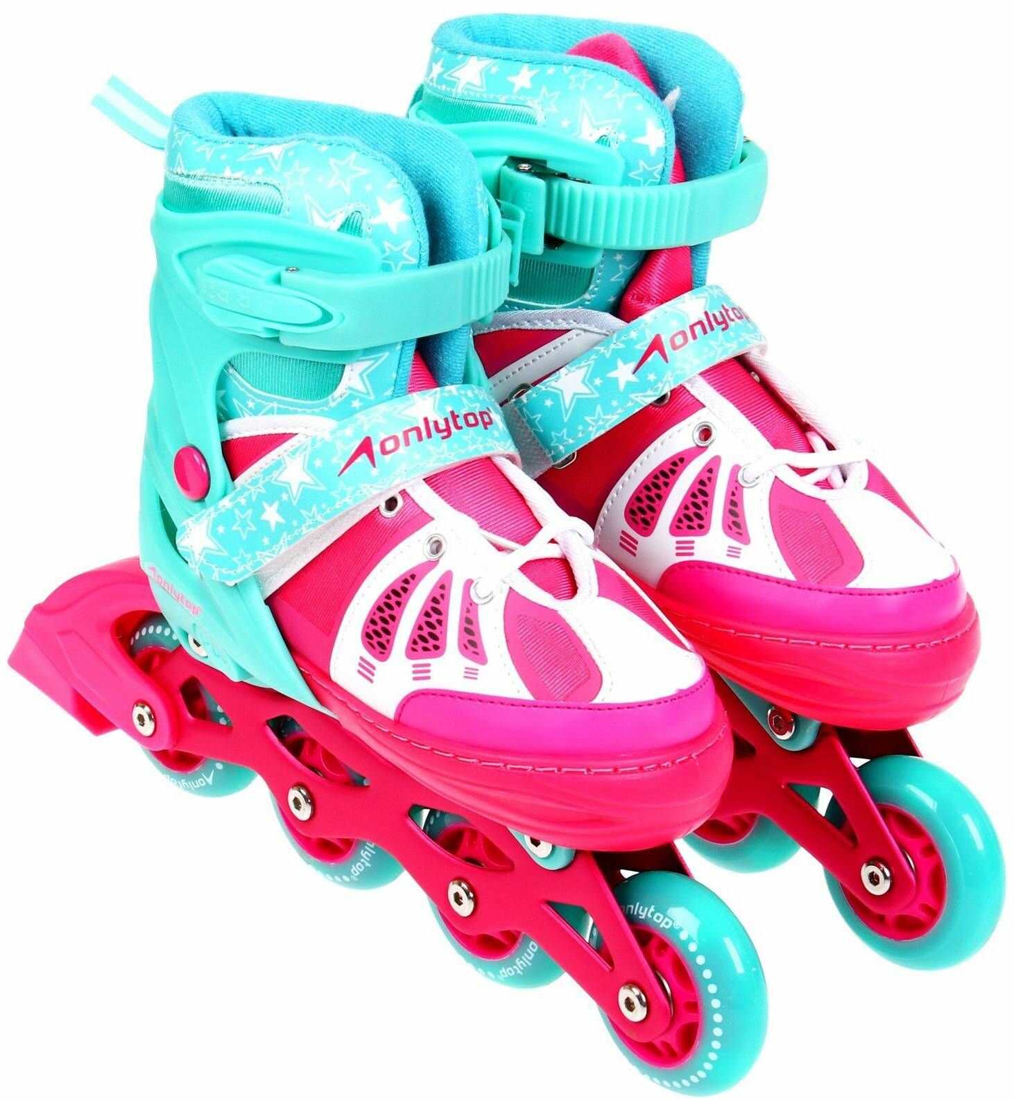 Детские роликовые коньки для катания, раздвижные летние ролики для начинающих и опытных спортсменов, р. 30-33, светящиеся колёса PU 64 мм
